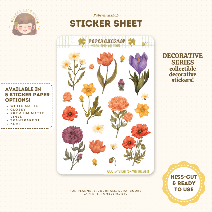 Spring Floral Sticker Sheets, Spring Sticker Sheets, Cozy Sticker ...