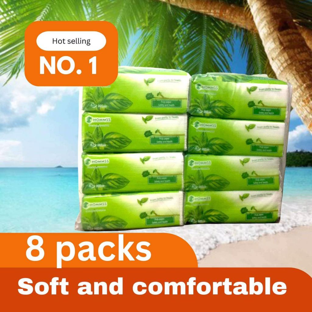 HOMMSS 8PCS/1PACK 300 Sheets Disposable Inter-Folded Facial Tissue ...