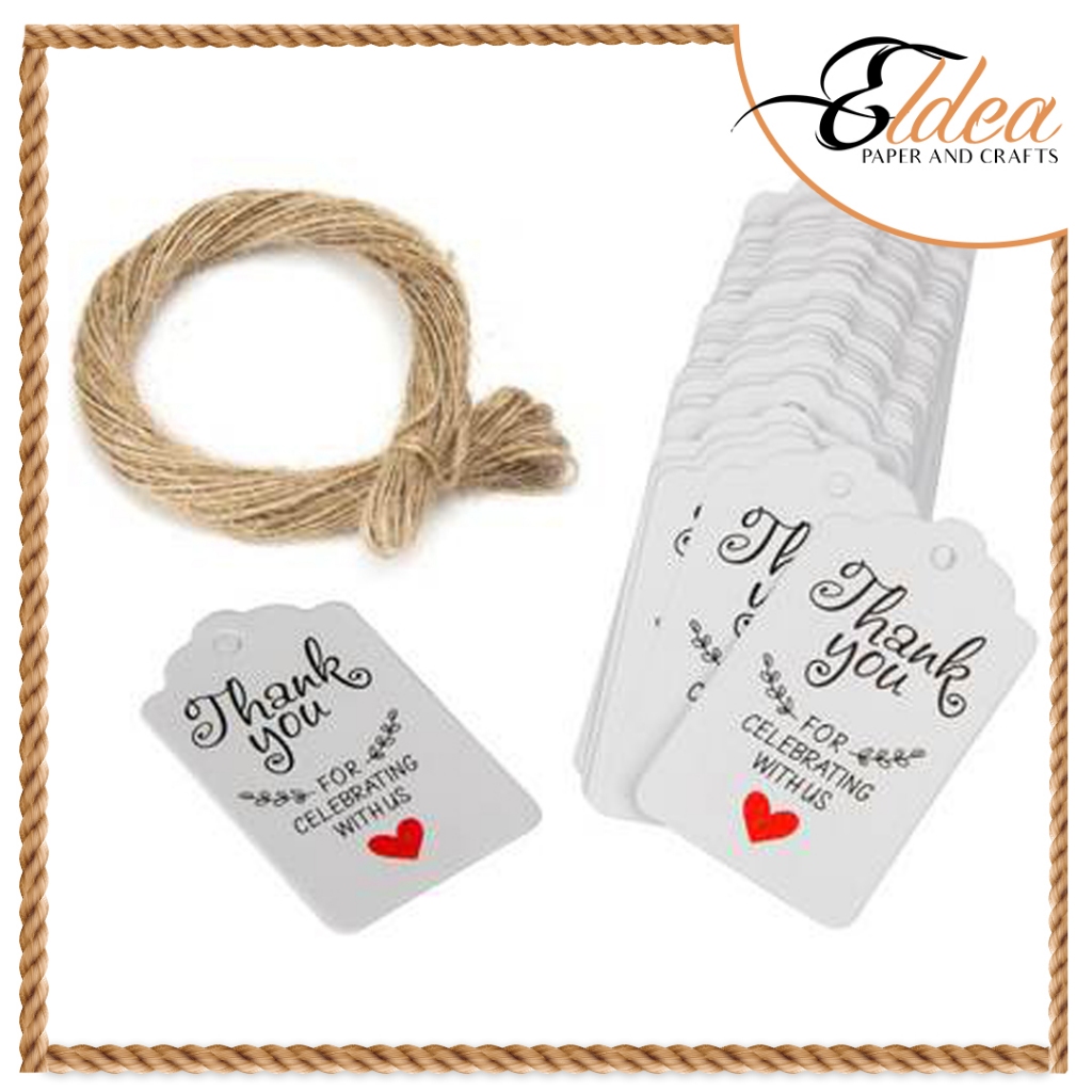 100pcs tags w/ 20mtrs twine, Thank you tag, Gift Tags, Souvenir tags ...