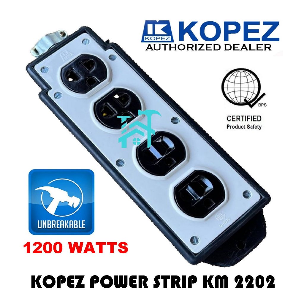 KOPEZ UNBREAKABLE POWER STRIP KM 2202 HEAVY DUTY OUTLET | Shopee ...