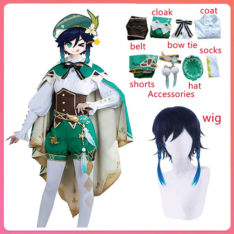 Genshin Impact Venti Cosplay Costumes Genshin Impact Barbatos Cloak Suit Halloween Costume ...