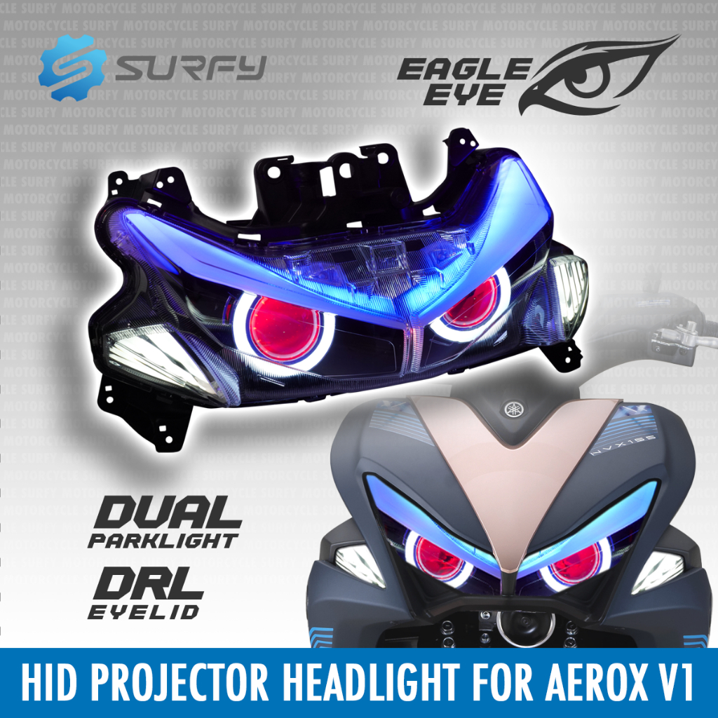 Shark Power Aerox v1 HID Headlight Assembly With Angel Eyes LED VIVID ...