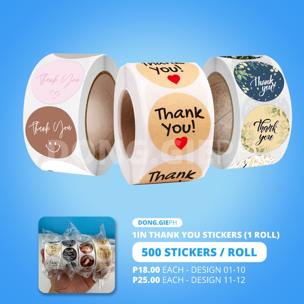 [500 PCS] 1IN Thank You Labelling Round Stickers | Shopee Philippines