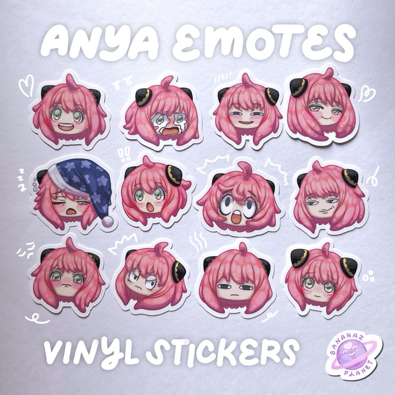 Anya Emotes | Spy x Family Chibi Stickers | Die Cut, Vinyl Laminated ...