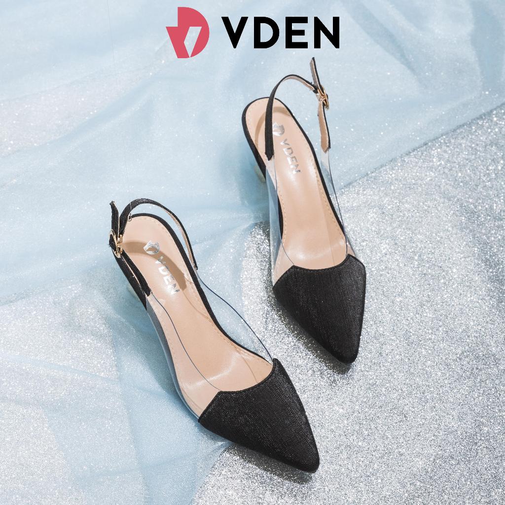 VDEN Women's Transparent Pointed Toe Heel Strap Shoes (Add 1 size) (2.1 ...