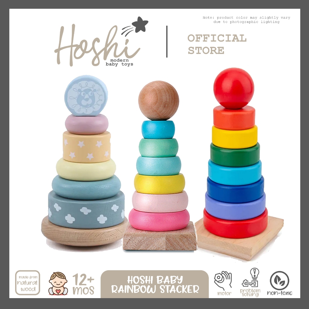 Hoshi Baby Rainbow Stacker, Montessori Wooden Educational Toy for ...