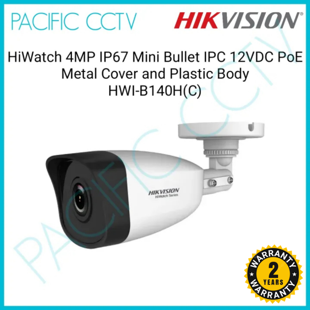 HIKVISION HiWatch 4MP IP67 Mini Bullet IPC 12VDC PoE Metal Cover and ...