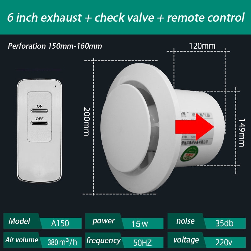 Remote Control Exhaust Fan Domestic Toilet Exhaust Fan Wall-Mounted ...