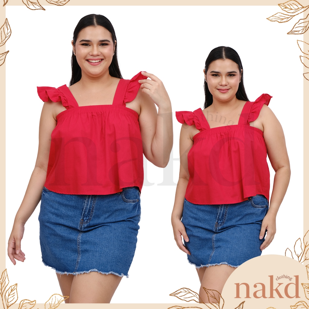NAKD FASHION PLUS SIZE ABBY RUFFLE SLEEVES SEXY SUMMER COTTON LINEN ...