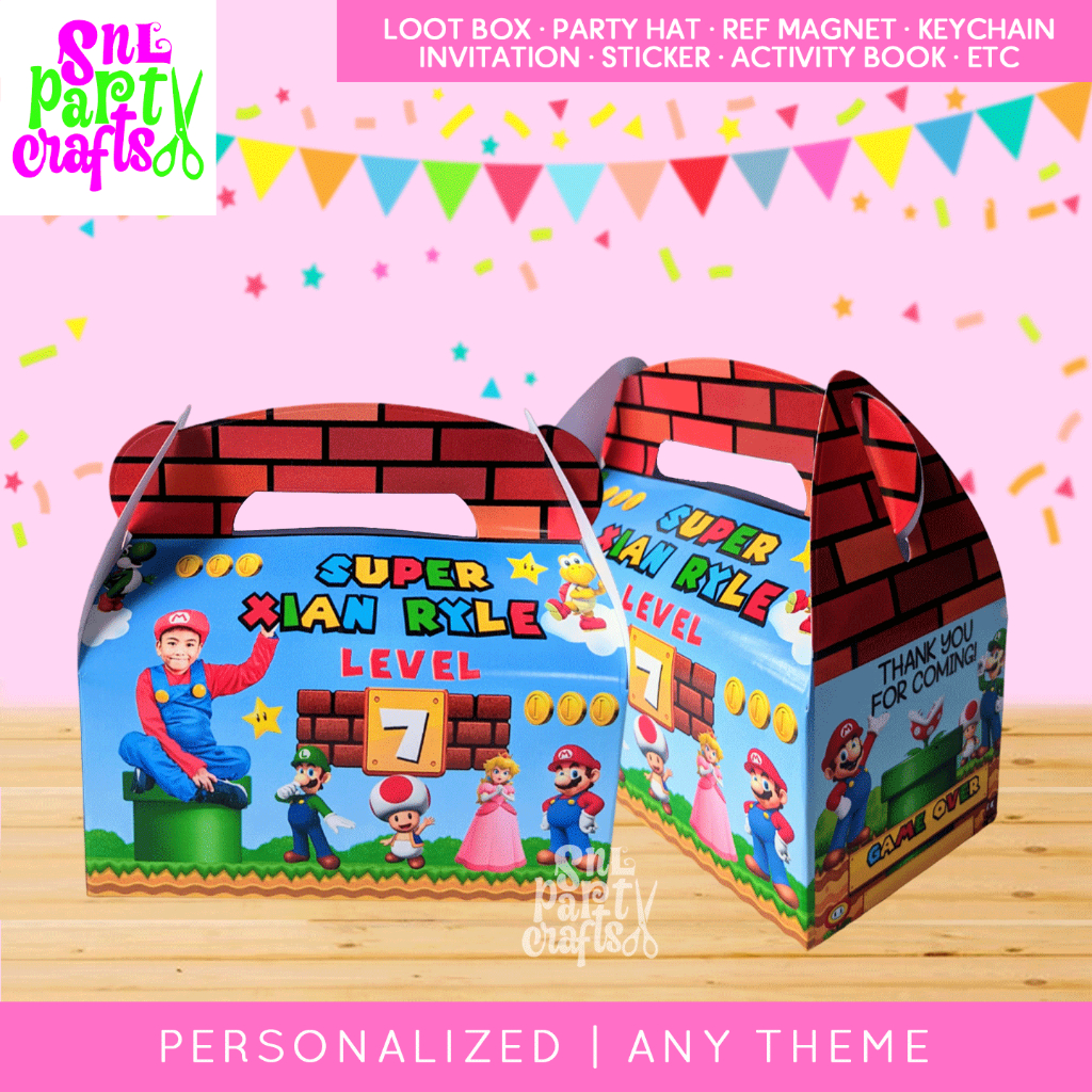 Super Mario Loot box Inspired Personalized Super Mario party box ...