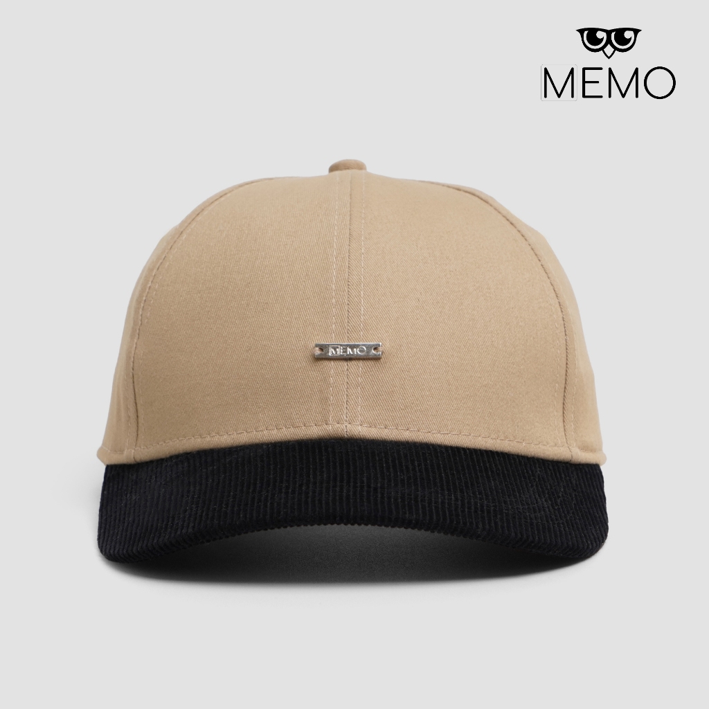 Memo Twill Cap With Contrast Corduroy Visor For Men (Black/Light Gray ...