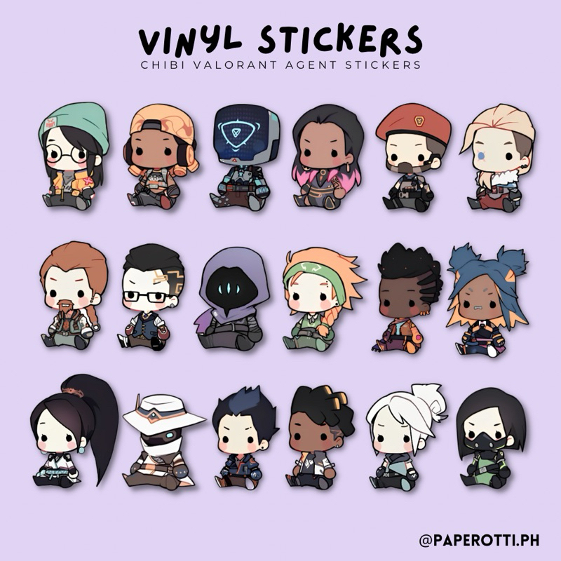 Cute Chibi Valorant Waterproof Stickers | paperotti.ig | Shopee Philippines
