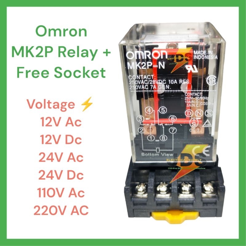 Omron MK2P RELAY 12V, 24V, 110V, 220V Ac, Dc + Free Socket | Shopee Philippines