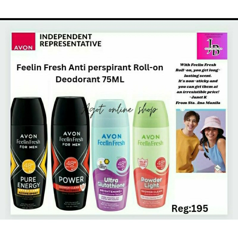 Avon feelin fresh Anti-Perspirant Roll-on Deodorants 75ML | Shopee ...