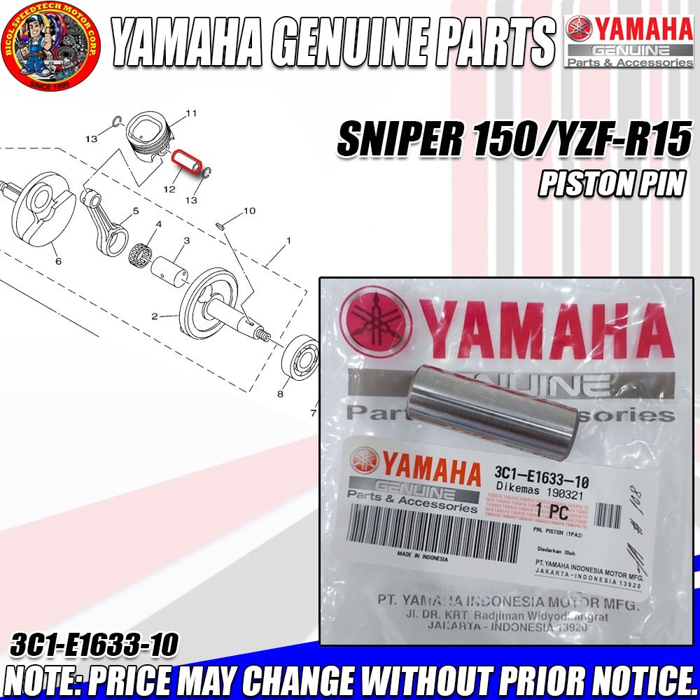 SNIPER 150/YZF-R15 PISTON PIN (YGP) (GENUINE: 3C1-E1633-10)* | Shopee ...