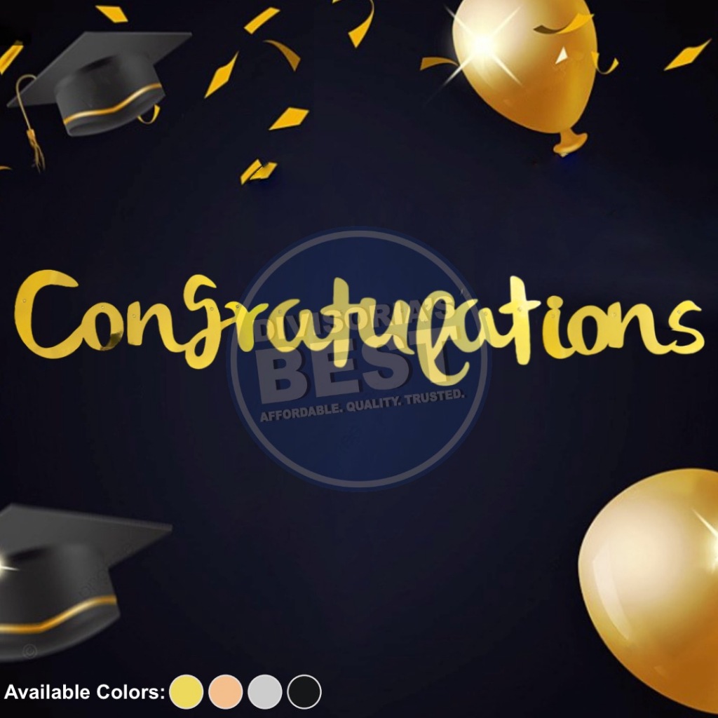 PS-474 (1 set) Reflective Lazer Congratulations Banner Party Supplies ...