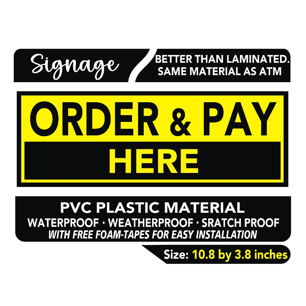 Order & Pay Here Signage PVC Plastic Material Signage | Shopee Philippines