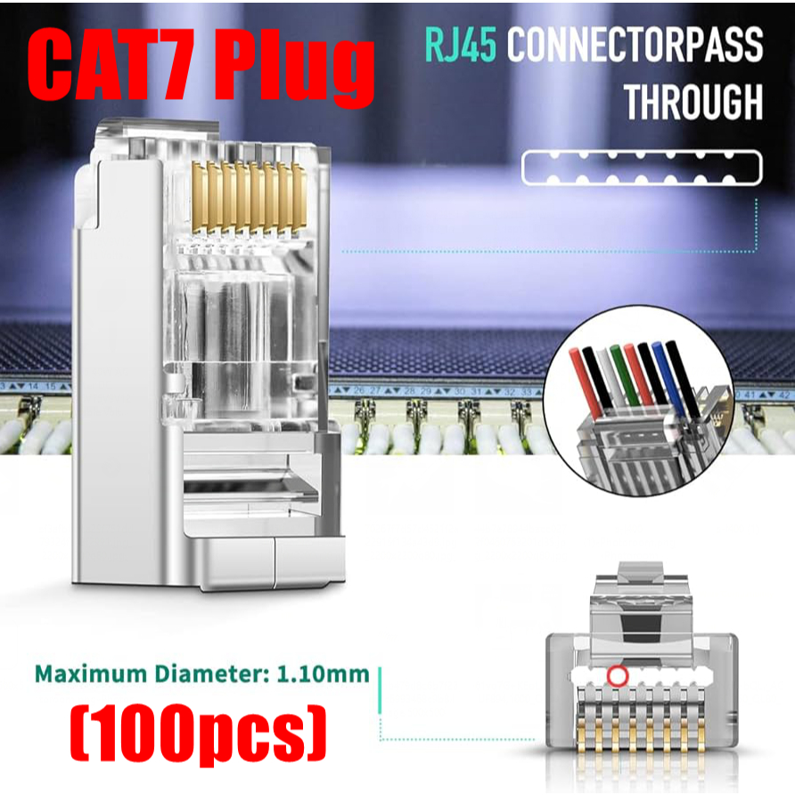 CAT7 Plug RJ45 Gold Plated Connector 8P8C Pins Ethernet cable header ...