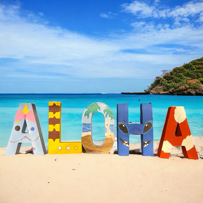 Aloha Signage Lilo and Stitch Theme Painted Standee Paper Mache for ...