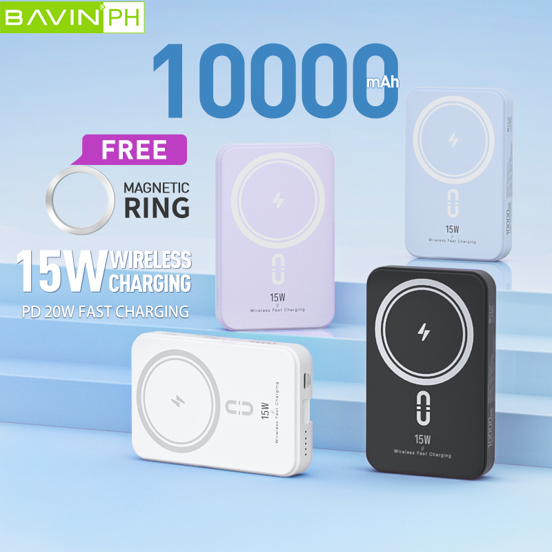 10000mAh Magnetic Powerbank Mini Wireless Fast Charger 15W Wired Quick ...
