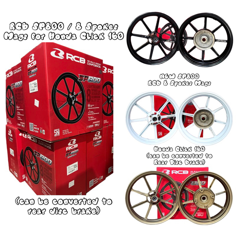 RCB SP800 8 Spokes Mags Honda Click 160 ONLY 4 Holes 2.15 x 3.50 x14 DI ...