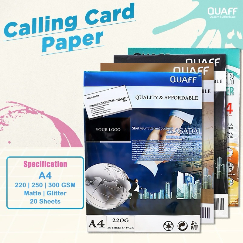 QUAFF Calling Card Paper A4 Size 220gsm - 250gsm (50sheets/pack ...