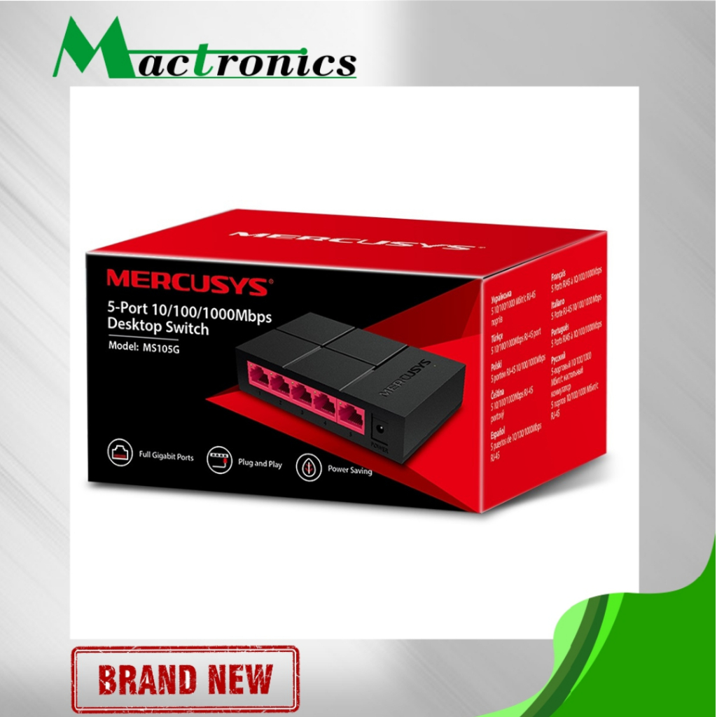 MERCUSYS MS105G 5-Port 10/100/ 1,000 Mbps Desktop Switch / GIGABIT ...