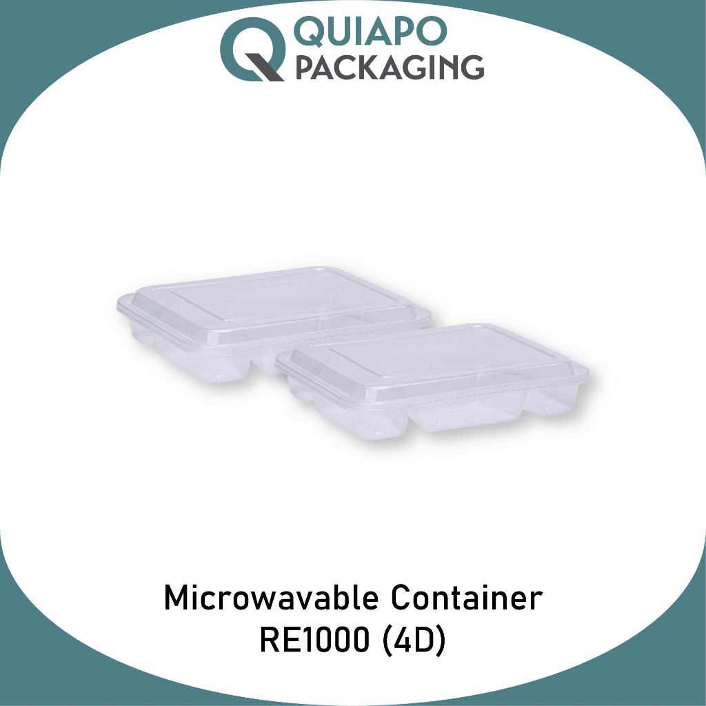 I-Box Microwavable Container RE1000 (4 Division) Clear (12 pcs ...