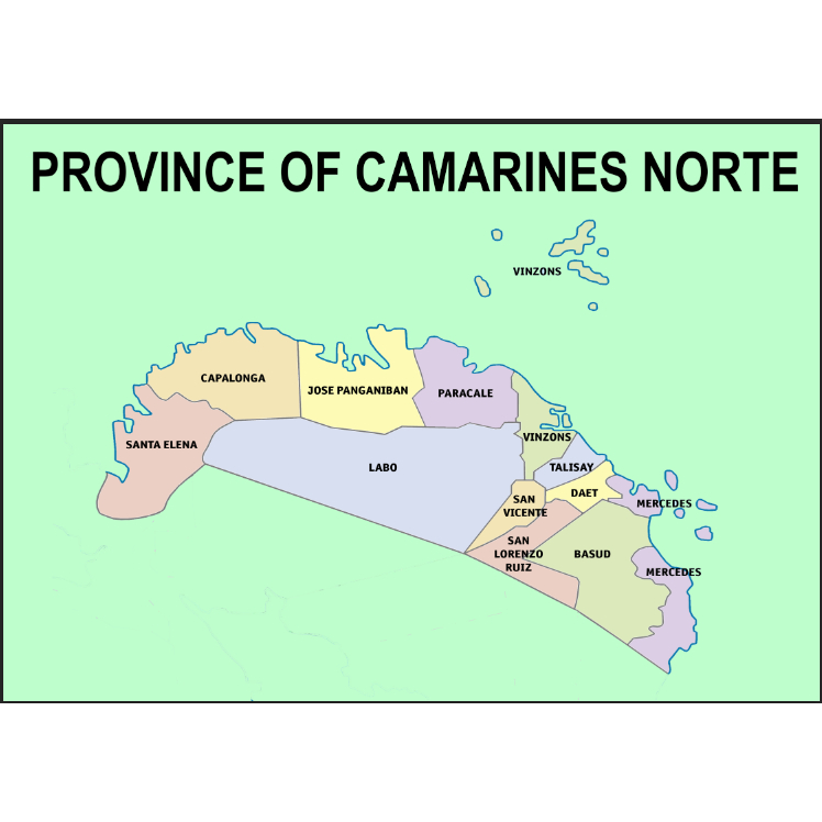 Camarines Norte Province Map Waterproof A4 Laminated Chart | Shopee ...