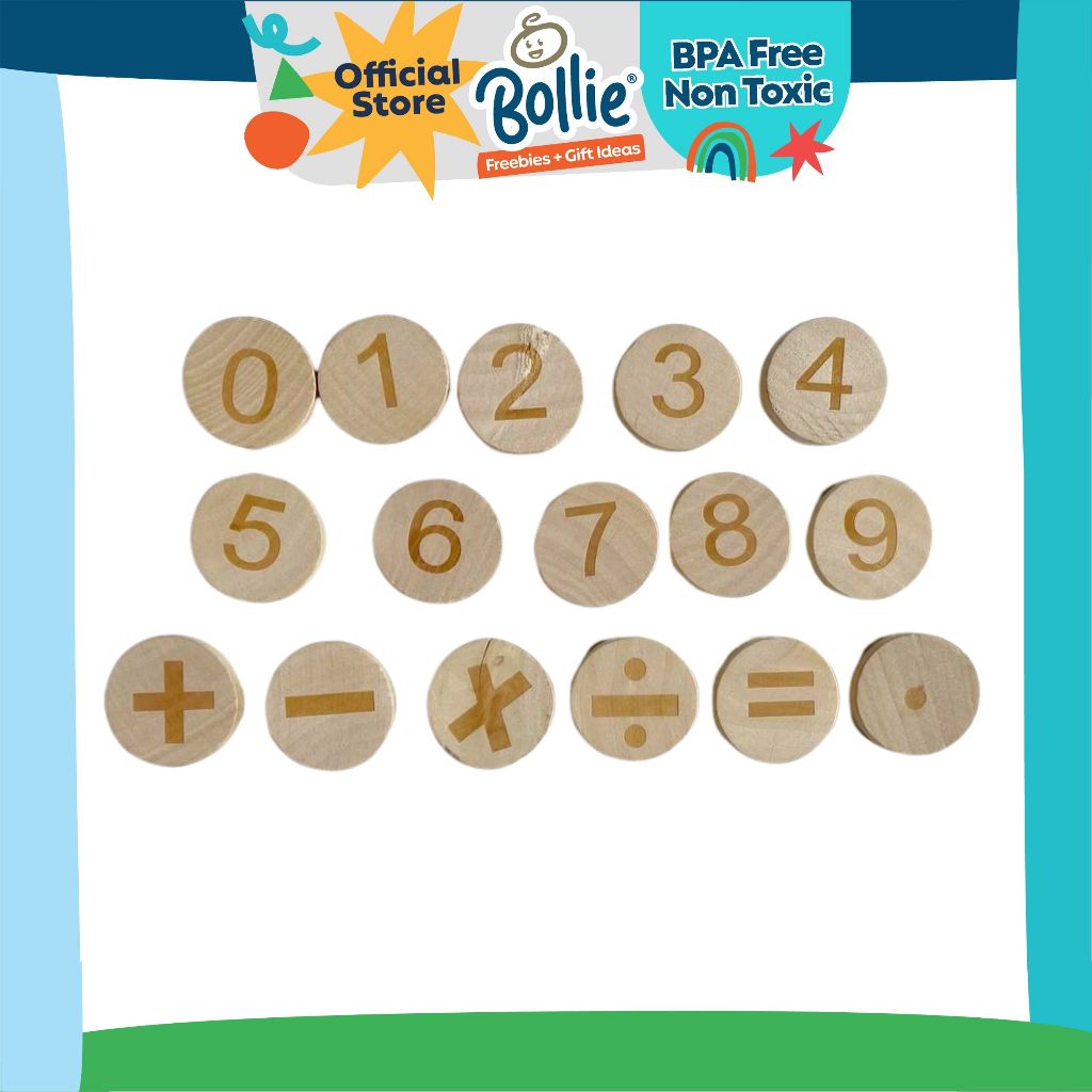 Bollie Baby Wooden Number Counting Discs for Montessori and Waldorf ...