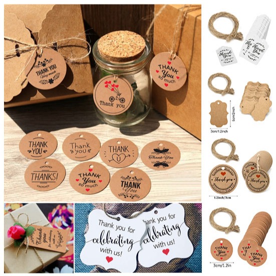 Qjoq.ph | 100pcs Kraft Thankyou tag w/ 20m Rope label handmade gift ...