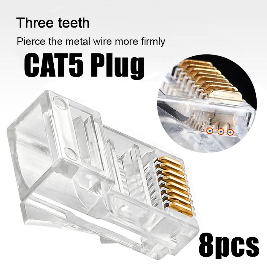 CAT5 Plug RJ45 connector 8P8C modular Ethernet cable header plug (8pcs ...