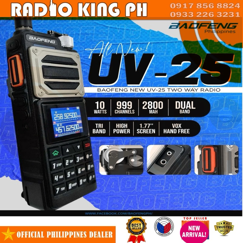 Baofeng UV-25 Walkie Talkie Long Range Two Way Ham Radio Powerful NOAA Type-C FM Amateur Radios ...