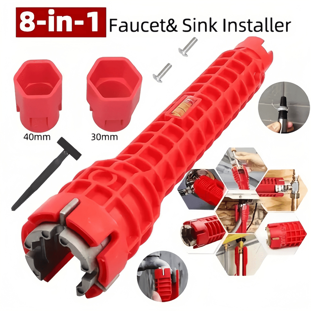 8-in-1 Flume Wrench Set Sink Repair & Faucet Plumbing Tools Multi ...