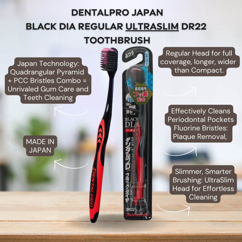 Dentalpro Japan Black Dia Regular Ultraslim DR22 Toothbrush | Shopee Philippines