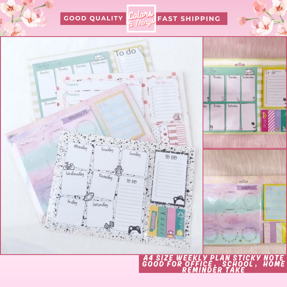 A4 Daily Planner Sticky Note Ideal for Office, School & Home Reminders ...