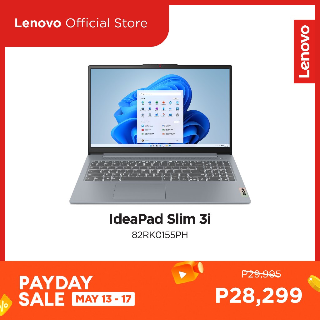 Lenovo IdeaPad 3 15IAU7 82RK0155PH i3-1215U Integrated Graphics 15.6in 8GB 512GB SSD Win 11 Hom ...