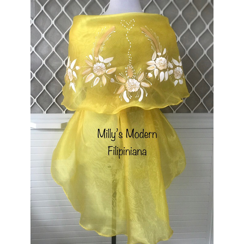 Elise beige yellow handpaint millys modern filipiniana wrap around ...