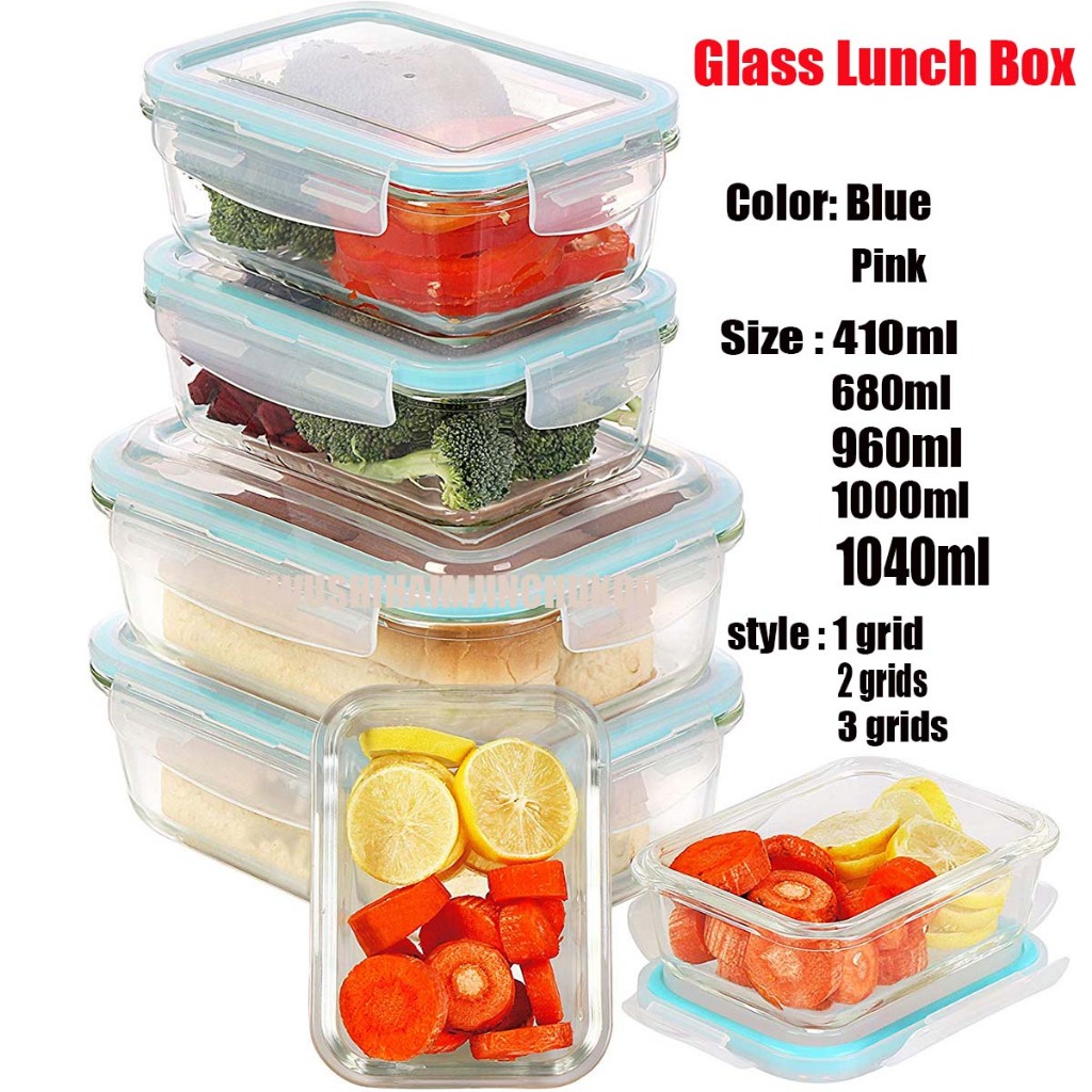 Glass Lunch Box Leak Proof Microwave Safe Lunch Bento Box With Lid 3 ...