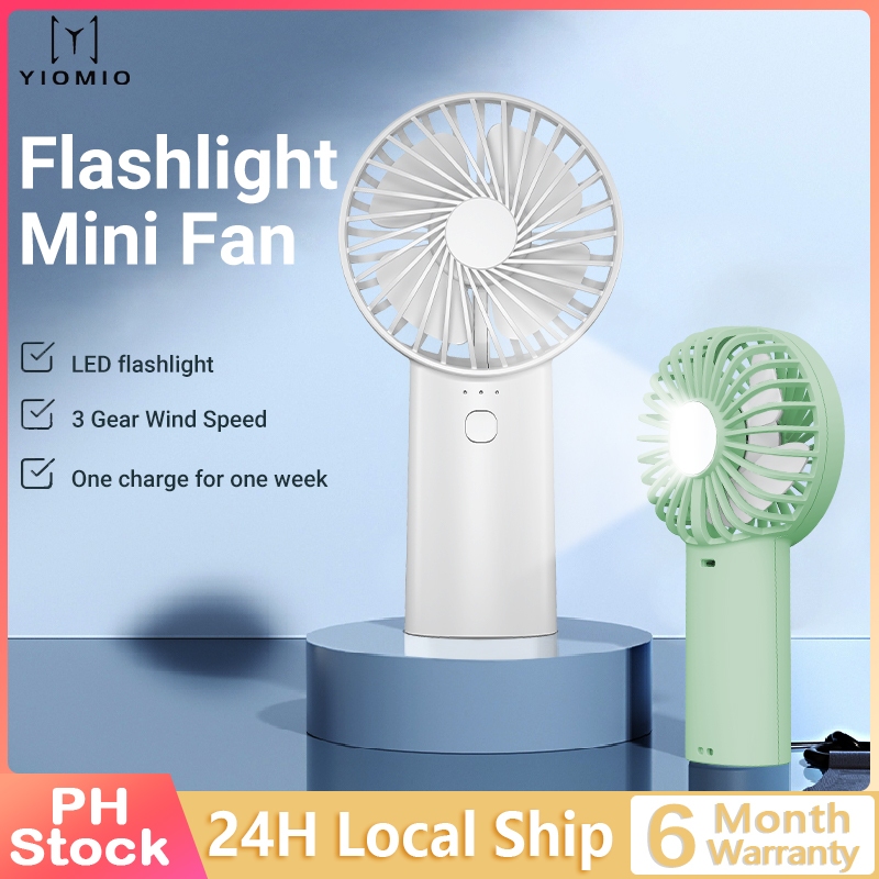 YIOMIO Mini Fan Rechargeable Portable Desktop Fan 3 Speeds Strong Wind ...