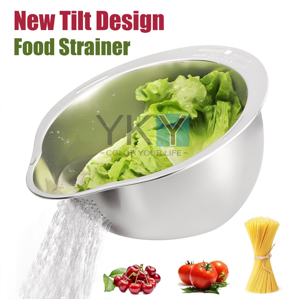 Rice Sieve Colander Fruit Vegetable Strainer Sink Drainer Washing Bowl ...