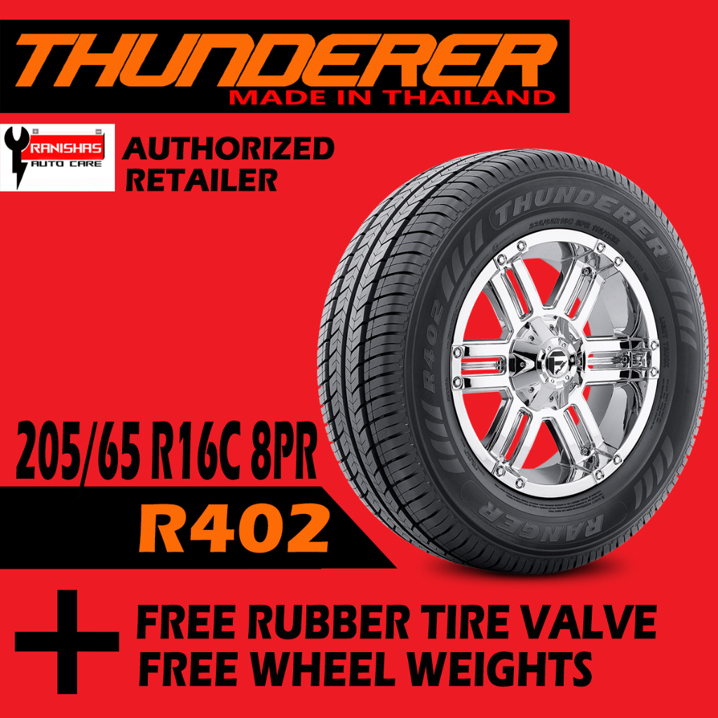 205/65R16C Thunderer R402 8PR 107/105R Tires with Free Rubber Tire Valve and Wheel Weights ...