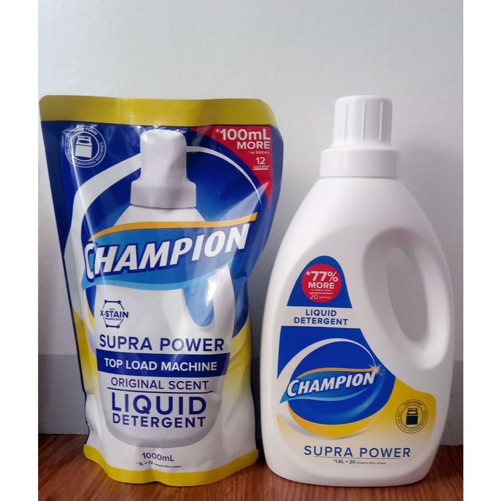 Champion Supra Power Liquid Detergent 1L/1.6L | Shopee Philippines