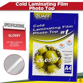 QUAFF Photo Top A4 Size Cold Laminating Film 80micron (20sheets ...