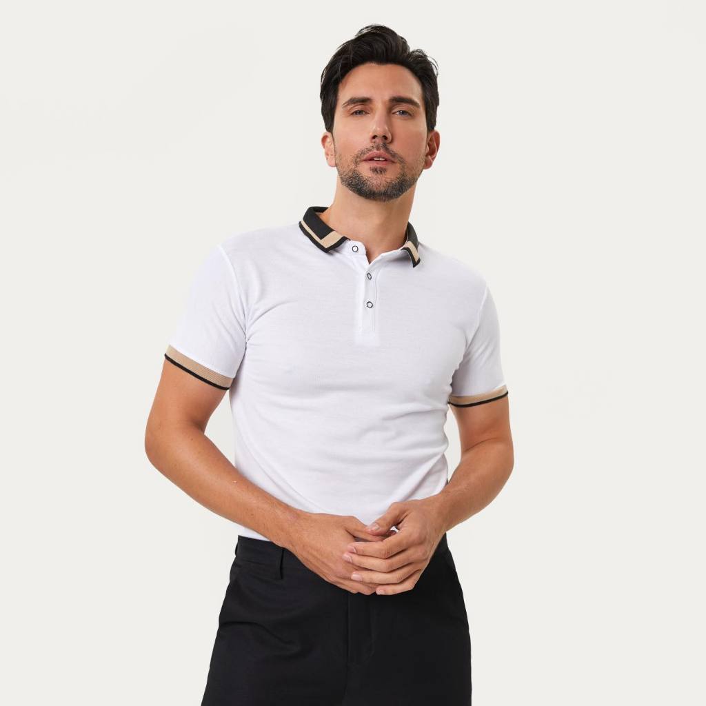 Lukcy T548 Chinese collar Casual Style Polo Shirt For Men Cotton shirt polo shirt For Man ...