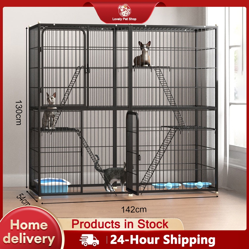 Cat Cage Large Platform Cage 2/3 Layer Pet Cage Stackable Sturdy Villa ...