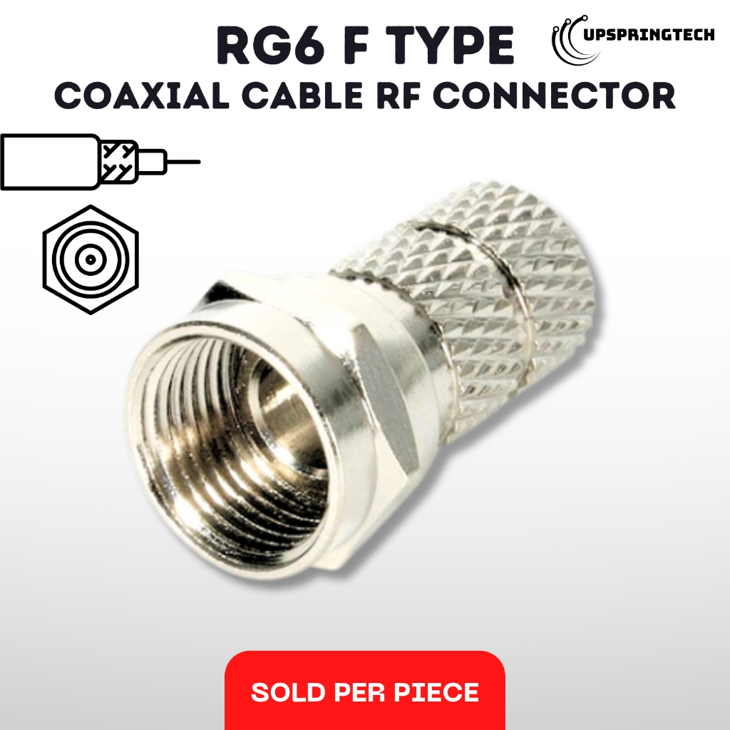 F Type Cable End RG6 Screw/Twist On Coax Coaxial Cable RF Connector ...