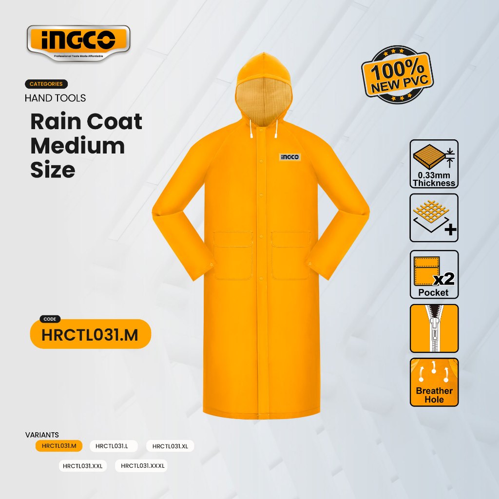 Ingco HRCTL031 Rain Coat NEW PVC MATERIAL (Medium, Large, X-Large, XX ...