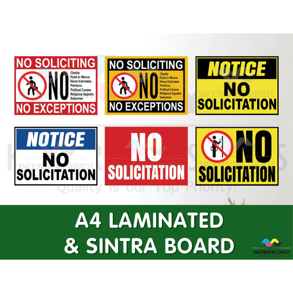 NO Soliciting Solicitation Door Gate Signs | Shopee Philippines