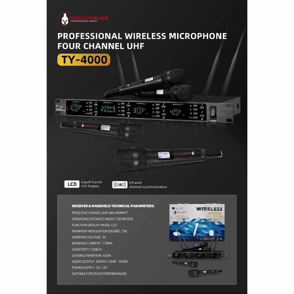 Challenger Ty-4000 4in1 Wireless Microphones | Shopee Philippines